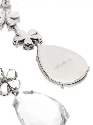 SELF-PORTRAIT Crystal Flower Tiered Earrings - Silver