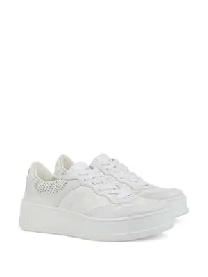 Gucci White Calf Leather Panelled Gg Supreme Canvas Sneakers - Multicolor