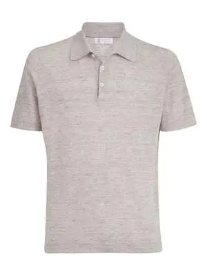 Brunello Cucinelli Linen And Cotton Blend Polo Shirt - Multicolor