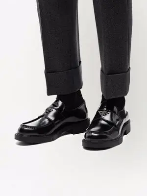 Prada Chocolate Leather Loafers - Multicolor