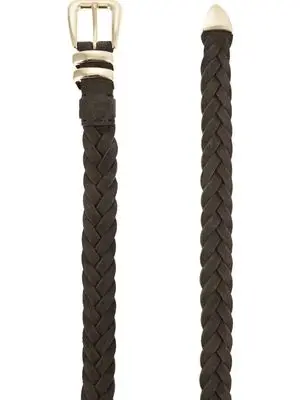 Brunello Cucinelli Braided Suede-effect Leather Belt With Metal Buckle - Multicolor