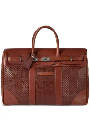 Brunello Cucinelli Leather Travel Bag With Braided Detail - Multicolor