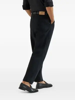 Brunello Cucinelli Garment-dyed Double Pleat Cotton Trousers - Multicolor