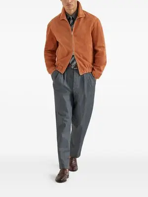 Brunello Cucinelli Suede Leather Zip-up Jacket - Multicolor