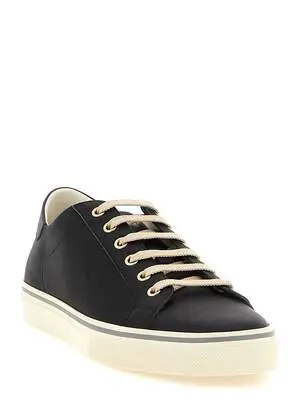 Brunello Cucinelli Beige Leather Flat Sole Sneakers
