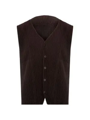 Issey Miyake Pleated V-neck Vest - Multicolor
