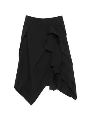 Bottega Veneta BOTTEGA VENETA Black Asymmetric Hem Ruffled Skirt Multicolor