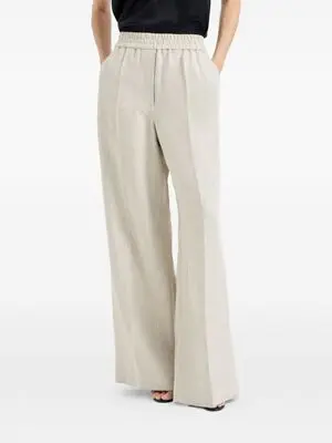 Brunello Cucinelli Beige Chevron Pattern Linen Trousers - Multicolor