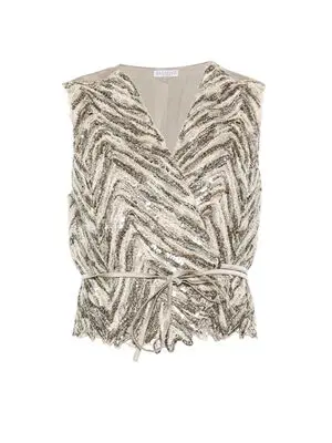 Brunello Cucinelli Embroidered Silk Vest - Multicolor