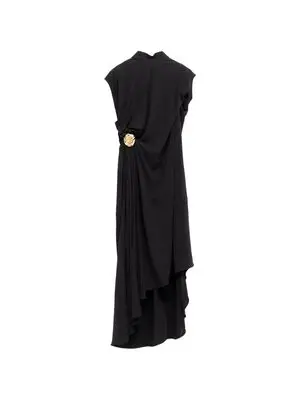 Bottega Veneta Black Crepe Midi Dress - Multicolor