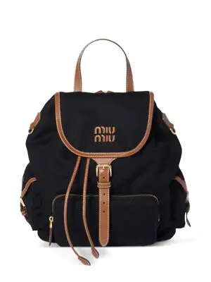 Miu Miu Canvas And Leather Large Backpack - Multicolor