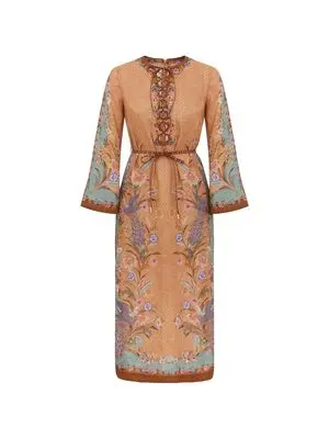 Zimmermann Indra Linen Midi Dress - Multicolor