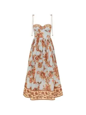 Zimmermann Aster Cotton Midi Dress - Multicolor
