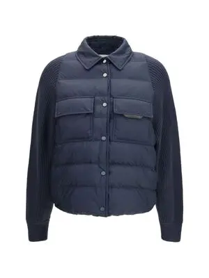 Brunello Cucinelli Padded Jacket With Monili Chain Detail - Multicolor