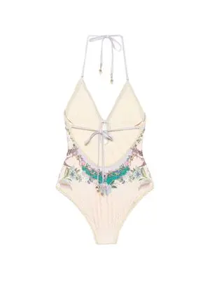 Zimmermann Indra Halterneck V-neck Swimsuit - Multicolor