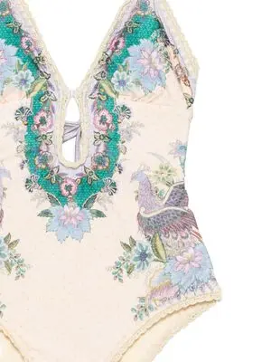 Zimmermann Indra Halterneck V-neck Swimsuit - Multicolor