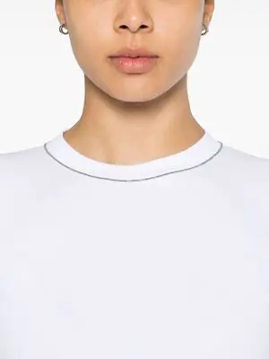Brunello Cucinelli Cotton Crewneck Sweater With Monili Chain Detail - Multicolor