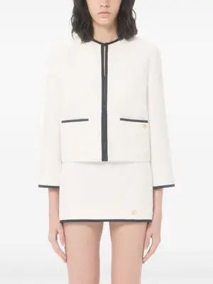 Valentino Garavani Canestrello Cotton Tweed Jacket With Vlogo Detail - Multicolor