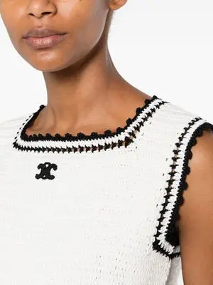 Celine Crochet Cotton Top With Triomphe Logo