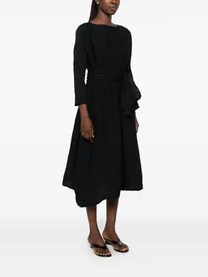 DANIELA GREGIS Black Crinkled Cotton Dress