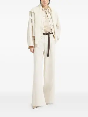 Brunello Cucinelli Linen And Cotton Blend Jacket With Monili Detail