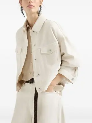 Brunello Cucinelli Linen And Cotton Blend Jacket With Monili Detail