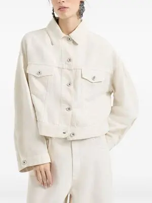 Brunello Cucinelli Linen And Cotton Blend Jacket With Monili Detail