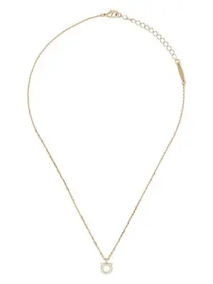 FERRAGAMO Crystal-embellished Gancini Necklace - Silver
