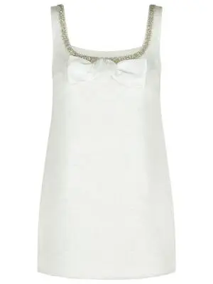 SELF-PORTRAIT Tulle Dress With Crystal Embellishments And Bow Detail