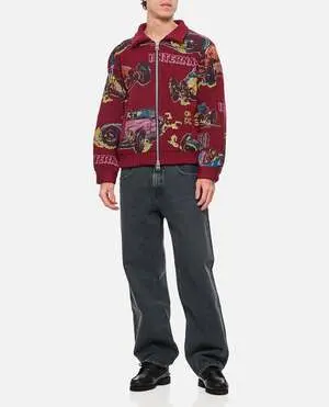 Sacai Patterned Knit Zip-up Cardigan