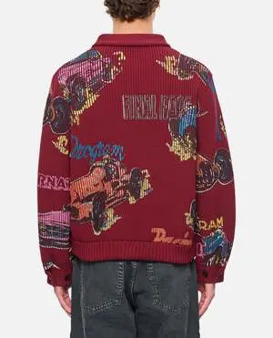 Sacai Patterned Knit Zip-up Cardigan