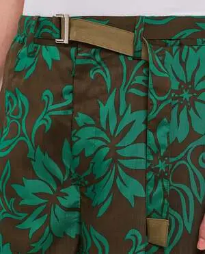 Sacai Floral Print Belted Shorts