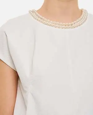 Junya Watanabe Pearl Embellished Bow Detail Blouse
