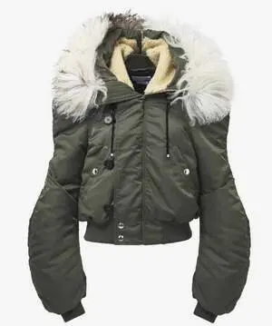 Alexander McQueen Nylon Satin And Fur Bomber Jacket