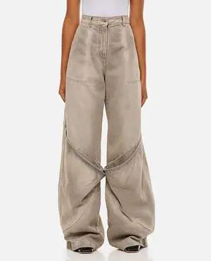 Attico Oversize Wide Leg Denim Pants - Multicolor