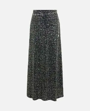 Rabanne Black Sequin Embellished Maxi Skirt