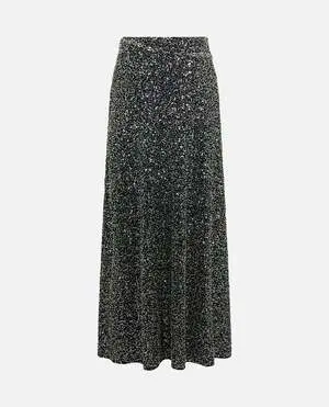 Rabanne Black Sequin Embellished Maxi Skirt