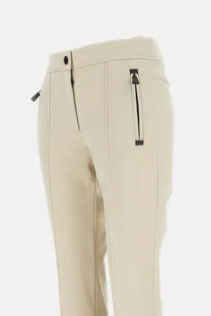 Moncler Beige Fitted Trousers With Logo Detail