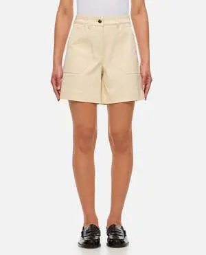 Moncler MONCLER Cream Belted Tailored Shorts Multicolor