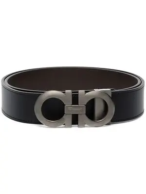 SALVATORE FERRAGAMO FERRAGAMO Brushed Finish Gancini Reversible Belt