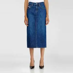 DIESEL® Dna" Denim Midi Skirt With Five-pocket Construction - Blue