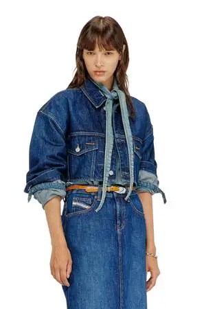 DIESEL® Cropped Oversized Denim Trucker Jacket