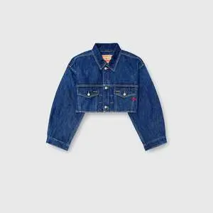 DIESEL® Cropped Oversized Denim Trucker Jacket - Blue