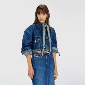 DIESEL® Cropped Oversized Denim Trucker Jacket - Blue