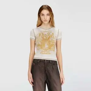 DIESEL® Slim Jersey T-shirt With Print And Studs - Multicolor