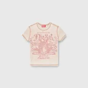 DIESEL® Slim Jersey T-shirt With Print And Studs - Pink