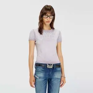 DIESEL® Slim T-shirt With Tonal Logo Print - Grey