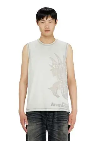 DIESEL® Sleeveless Jersey Top With Embossed Graphics