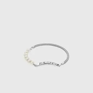 DIESEL® Sterling And Freshwater Pearl Link Bracelet - Silver