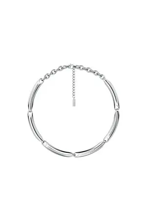 DIESEL® Stainless Steel Chain Necklace With Logo Detail - Silver